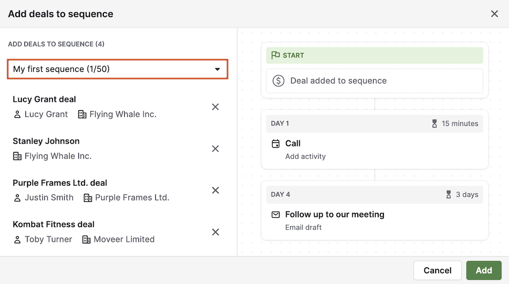 Sequences feature - Knowledge Base | Pipedrive